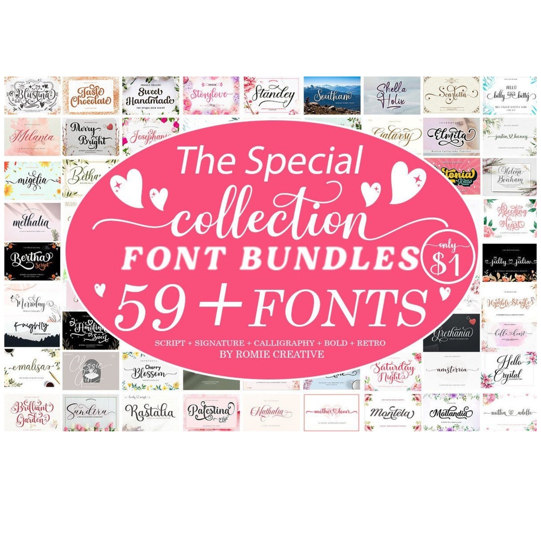 Over 50 Fonts Bundle, Digital Font Package, Cute Playful Font, Font for ...
