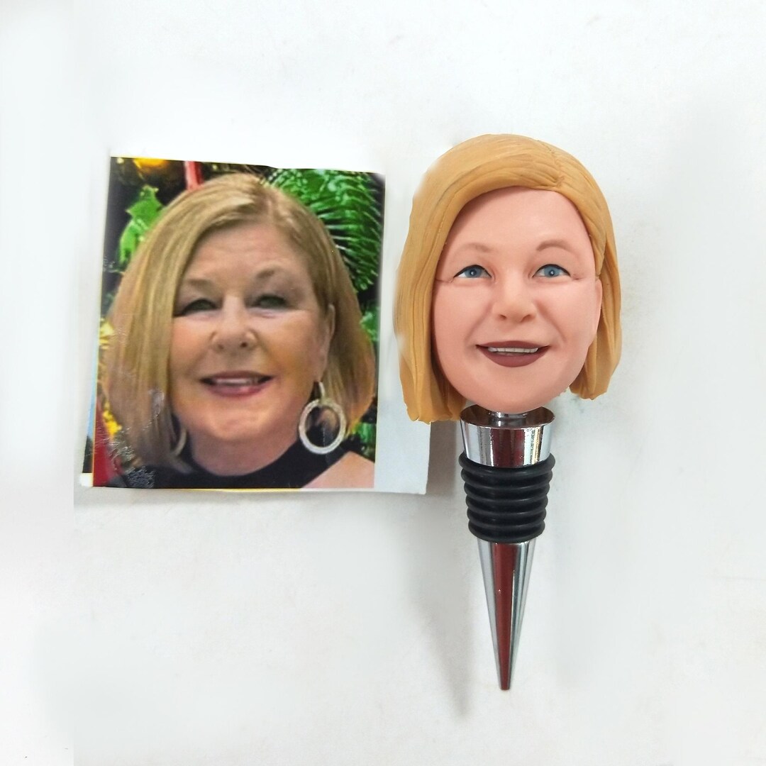 Custom Face Wine Stopper: Personalized Polymer Clay Figurine Gift - Etsy