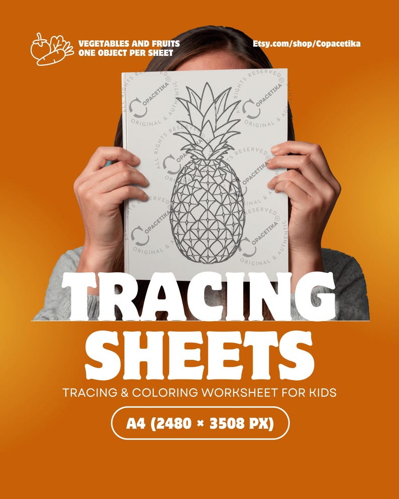 Fruits Vegetables Tracing Coloring Pages – Single Object Activity ...