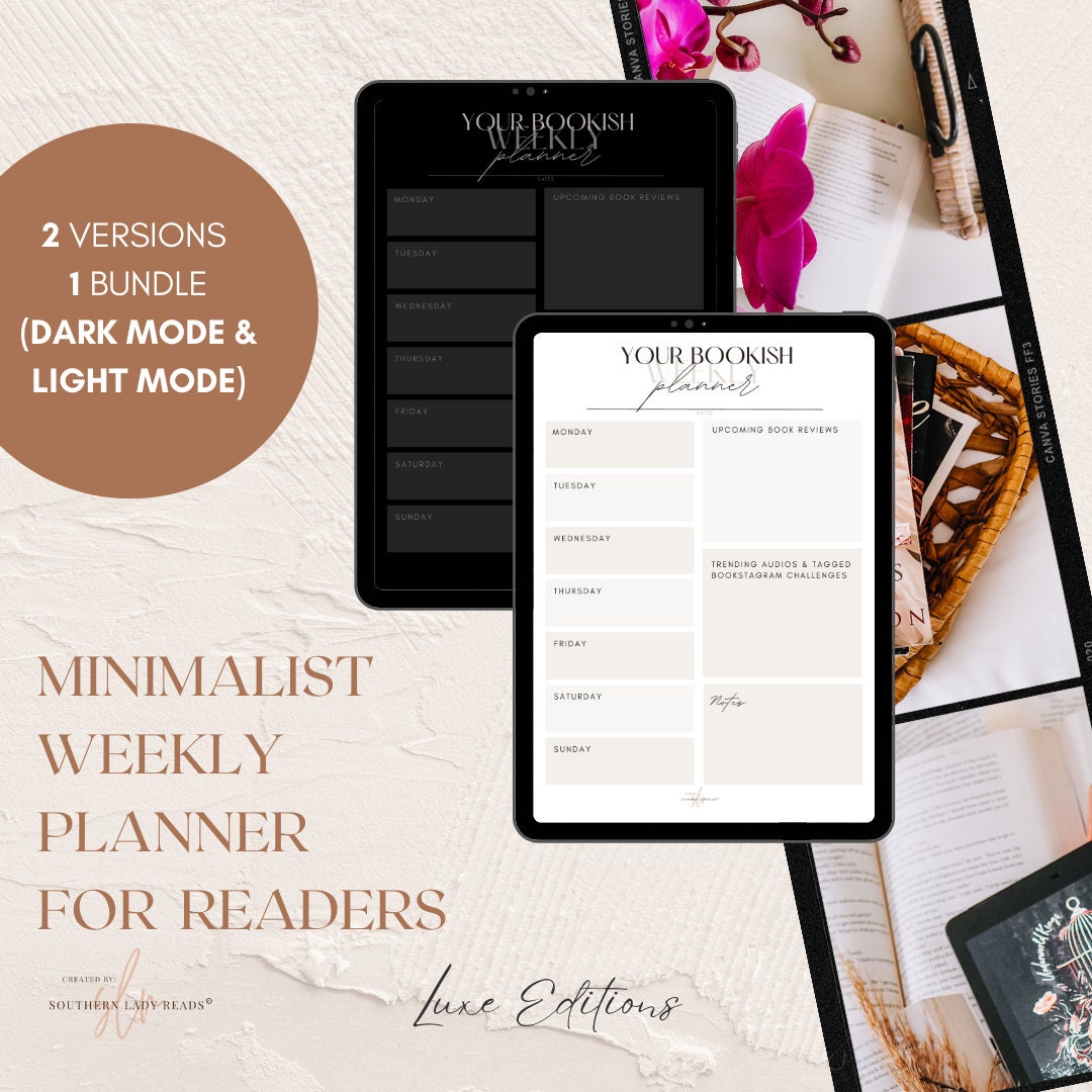 Weekly Bookstagram Planner - (printable & Editable Digital Downloads ...