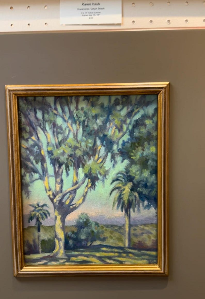 Buddy Todd Park, Oceanside. Framed 10 X 8" Oil Painting. 16 X 14" Frame ...