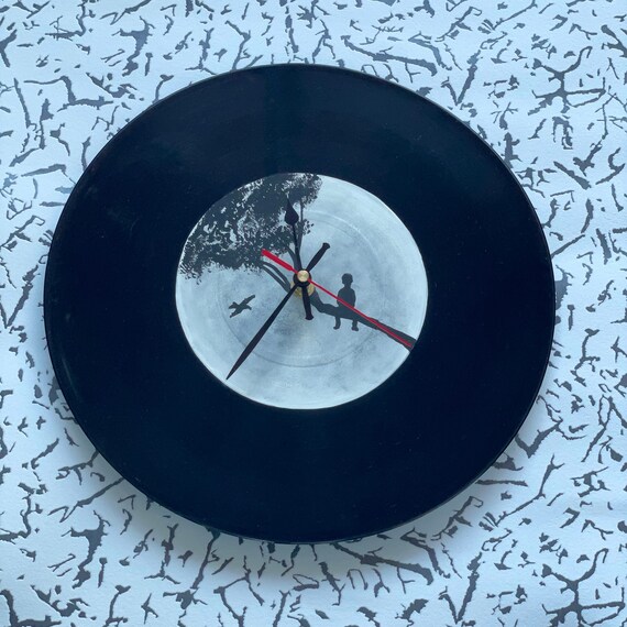 Vinyl Records Clock Upcycling Wall Clock Self-painted Wall - Etsy