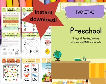 50 Printable Worksheets BUNDLE Alphabet Shapes Math and - Etsy