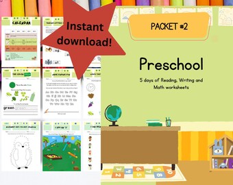 50 Printable Worksheets BUNDLE Alphabet Shapes Math and - Etsy