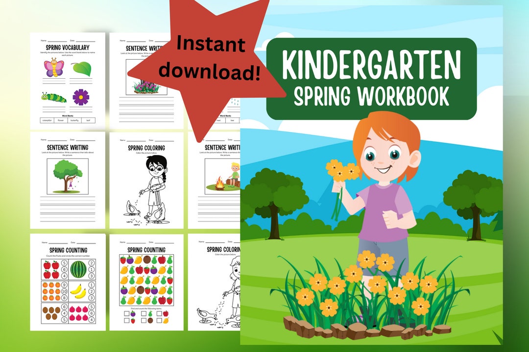 PRINTABLE CUTE Spring Activities Worksheets Kindergarten - Etsy