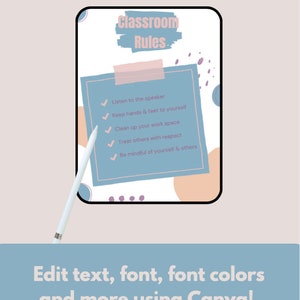 Editable Classroom Rules Poster in Dusty Blue - Etsy