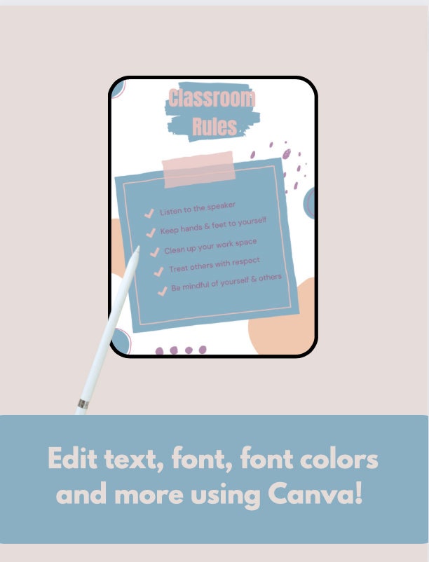 Editable Classroom Rules Poster in Dusty Blue - Etsy