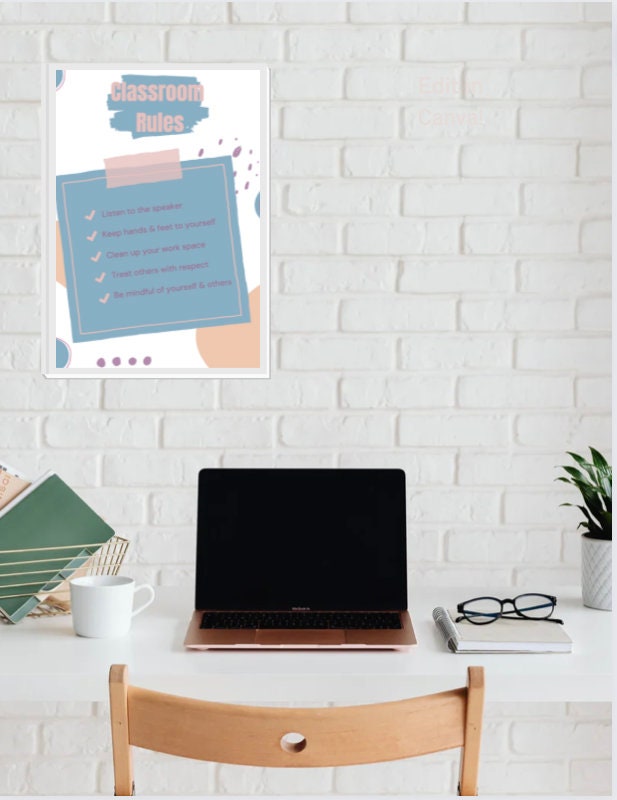 Editable Classroom Rules Poster in Dusty Blue - Etsy