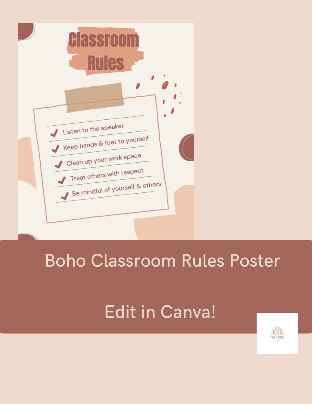 BOHO Classroom Rules Poster - Etsy