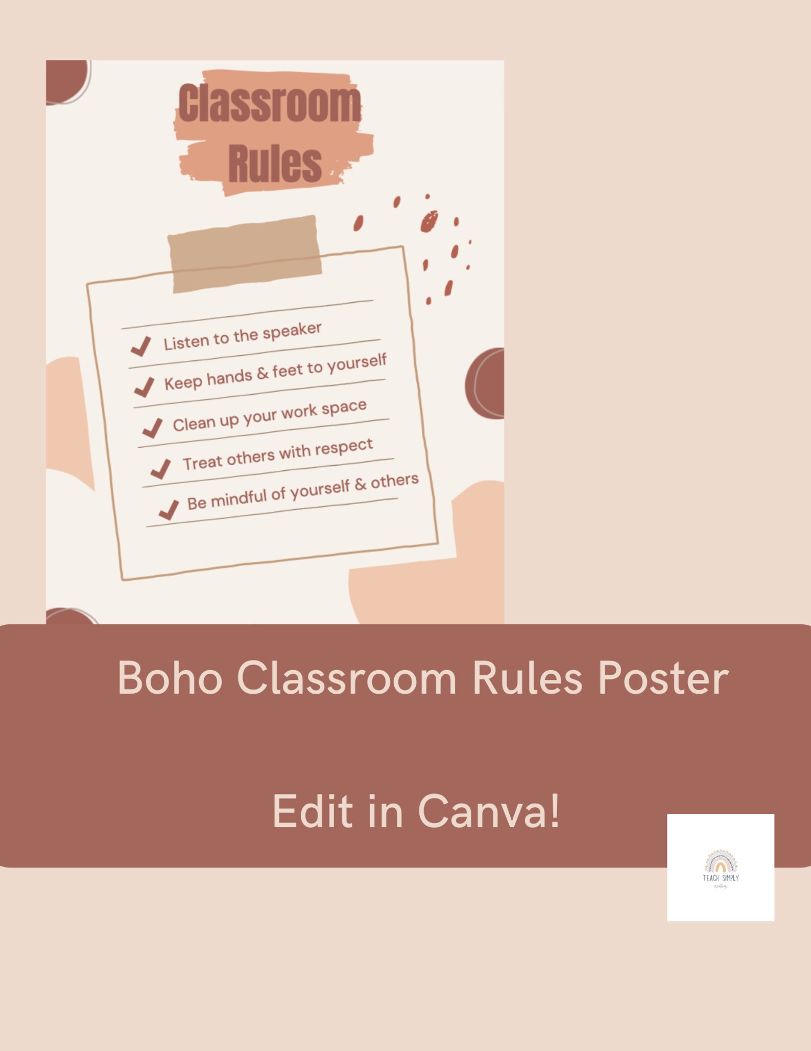 BOHO Classroom Rules Poster - Etsy