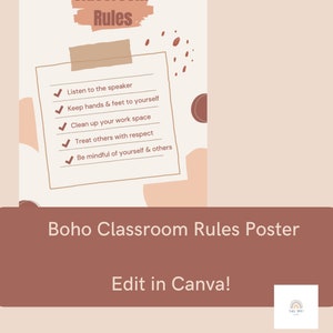 BOHO Classroom Rules Poster - Etsy