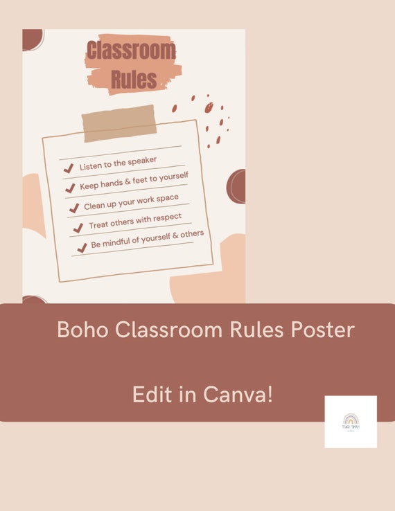 BOHO Classroom Rules Poster - Etsy
