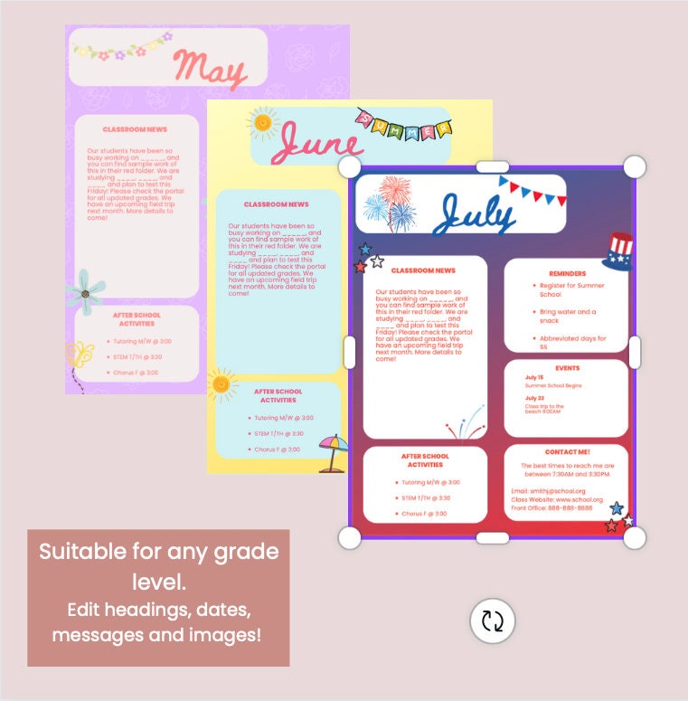 Editable Monthly Newsletter Set - Etsy