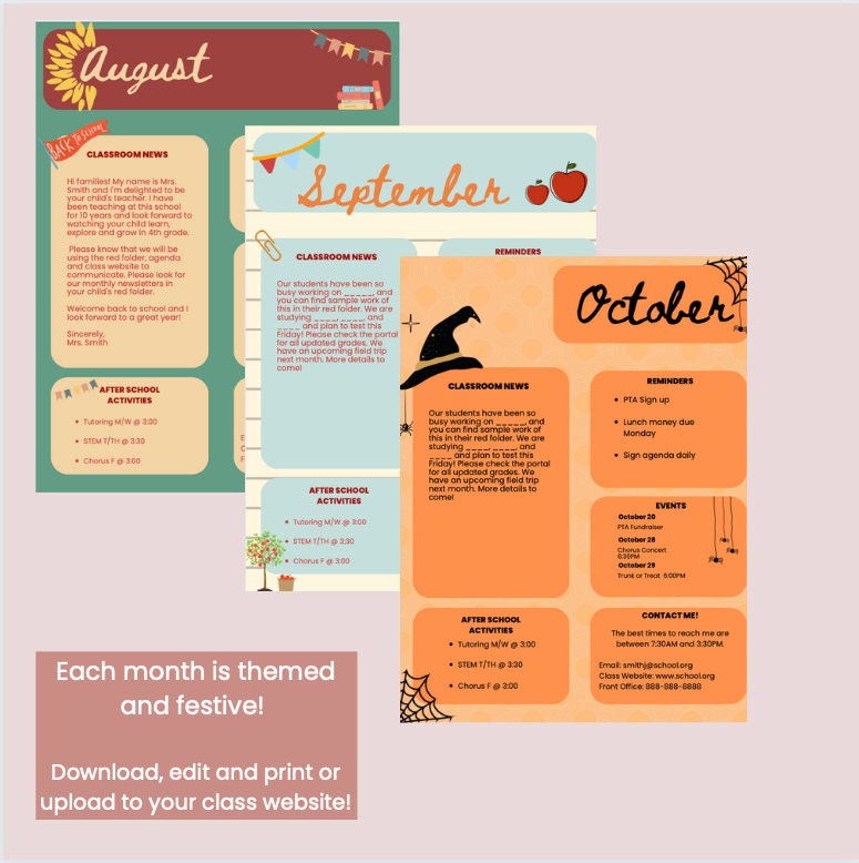 Editable Monthly Newsletter Set - Etsy