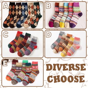 Women Warm Nordic Socks, Colorful Retro Vintage Style Socks,winter ...