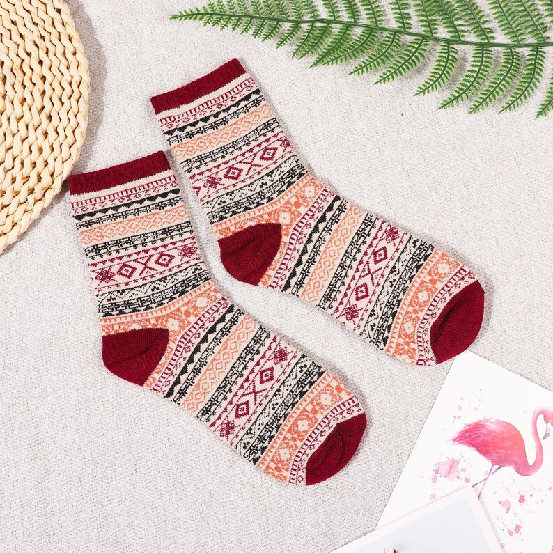 Women's Cozy Warm Nordic Socks, Winter Warm Country Style, Winter Socks ...
