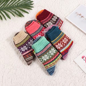 Women Warm Nordic Socks, Colorful Retro Vintage Style Socks,winter ...