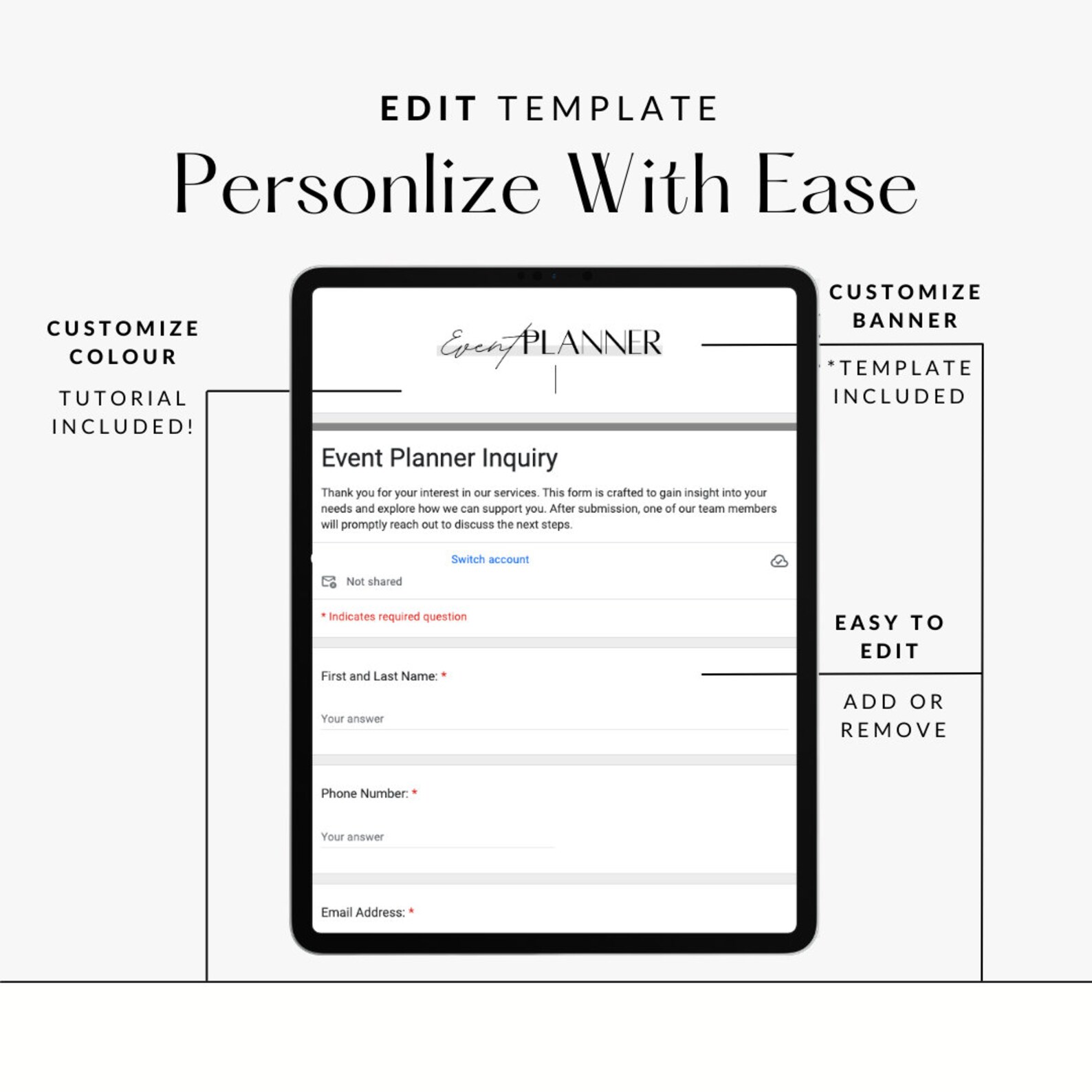Event Planner Client Inquiry Intake Google Form - Etsy