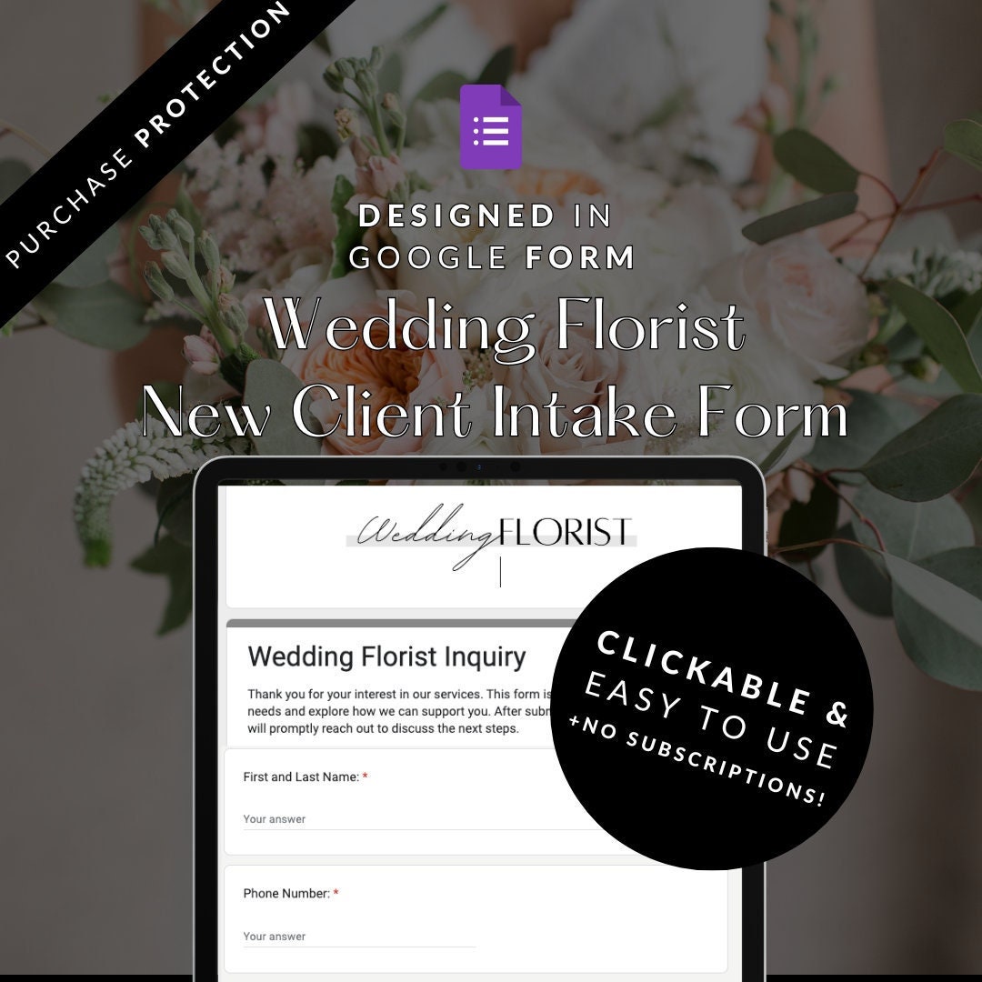 Wedding Florist New Client Inquiry Intake Google Form - Etsy