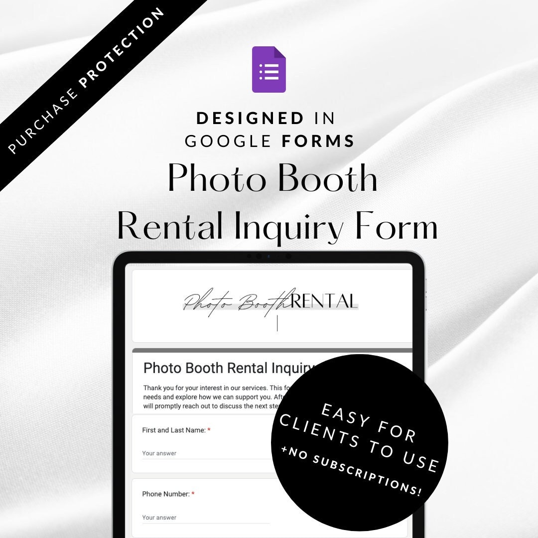 Photo Booth Rental Inquiry Client Intake Google Form - Etsy
