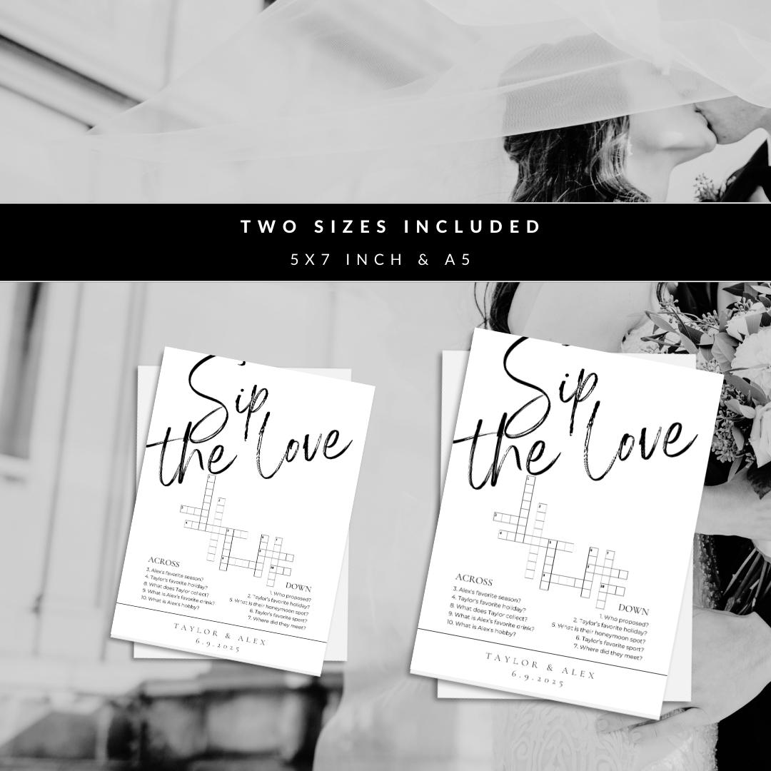 Custom Wedding Crossword Puzzle Template: Sip & Solve Game (5x7) - Etsy