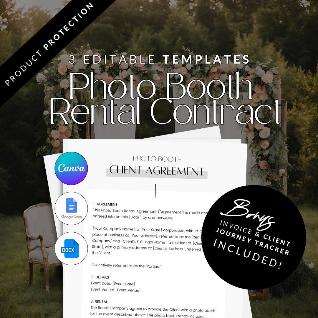 Photo Booth Rental Client Agreement | Editable in Canva, Google Docs ...