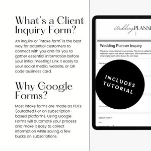 Wedding Planner New Client Intake Inquiry Google Form - Etsy