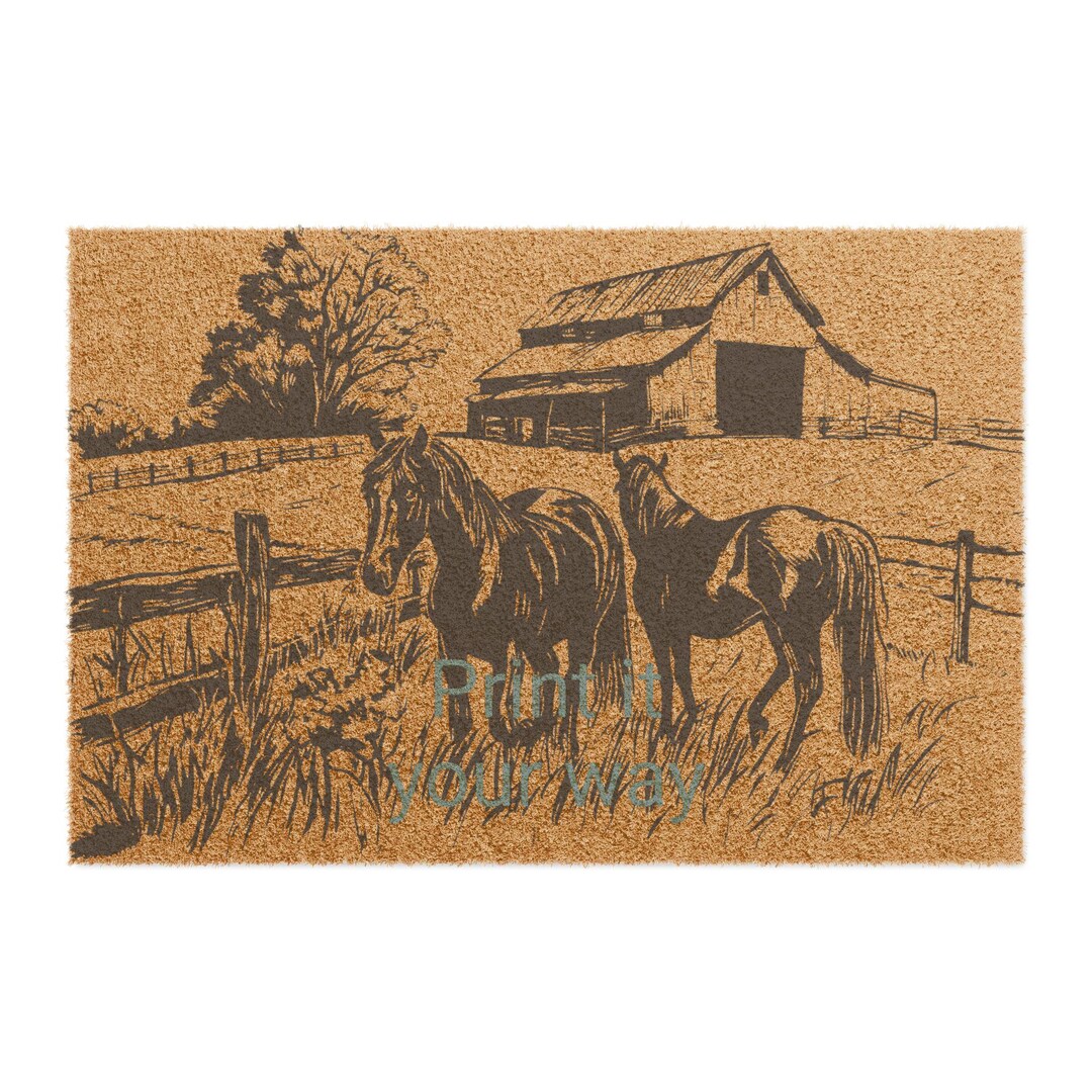 Rustic Farmhouse Door Mat, Horse Decor Doormat, Country Home Entry Rug ...