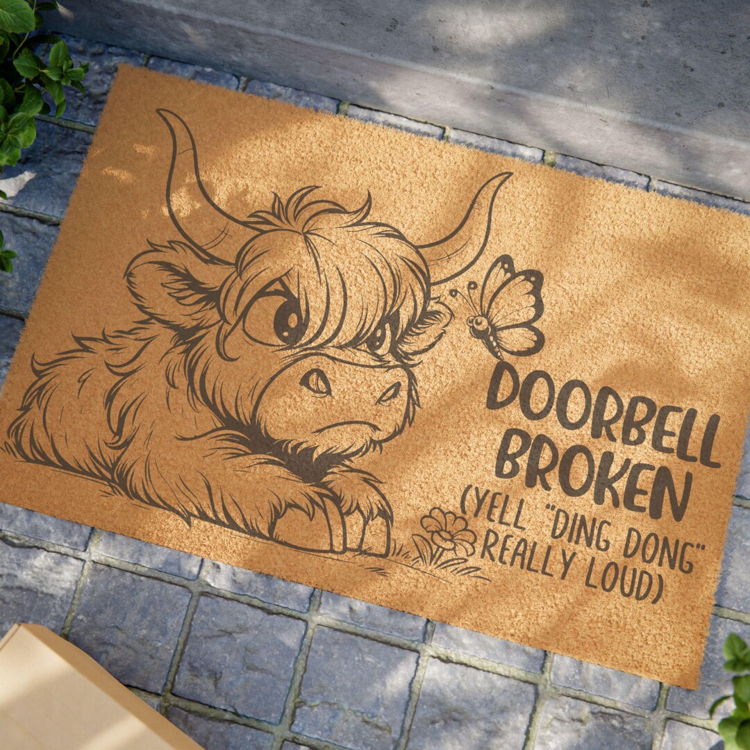 Grumpy Highland Cow Door Mat - Etsy