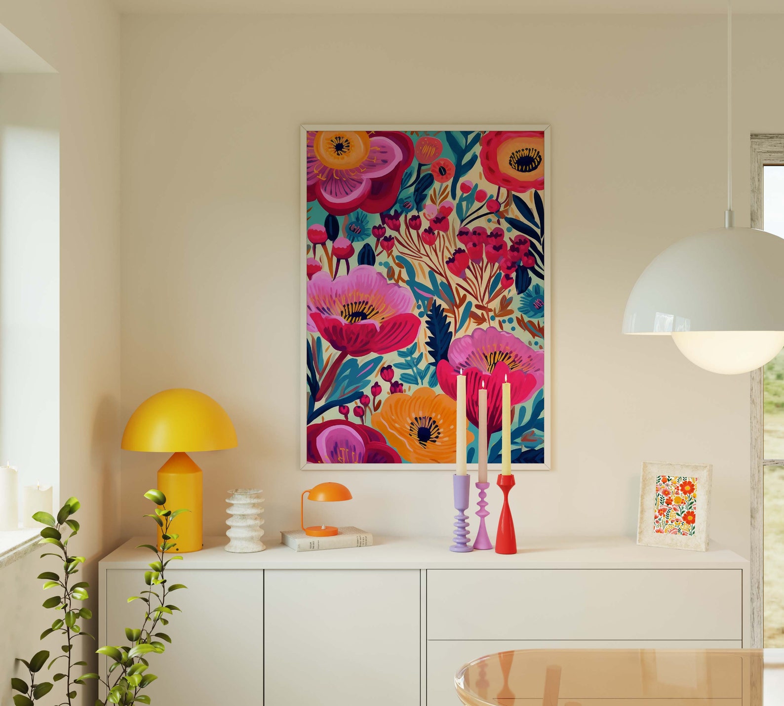 Colorful Floral Wall Art Set: Eclectic Maximalist Prints (digital ...