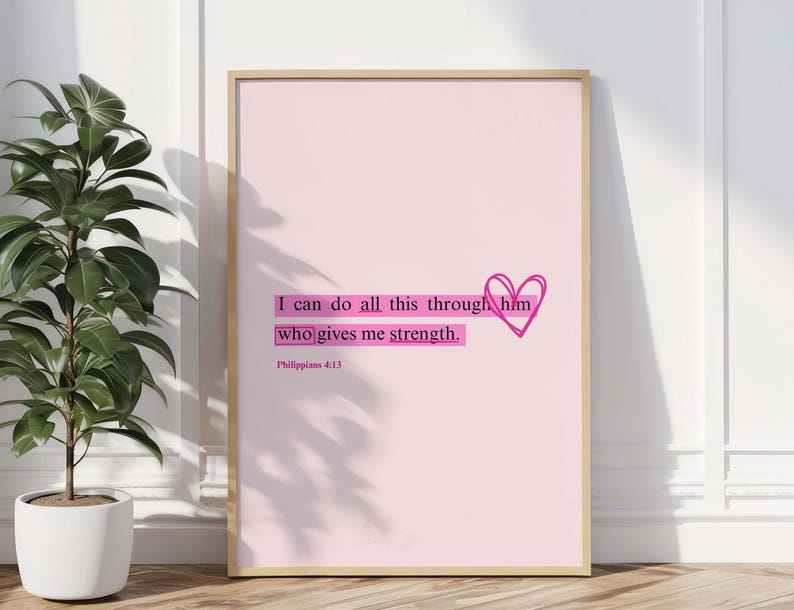 Pink Christian Wall Art, Scripture Bible Verse Print (digital Download ...