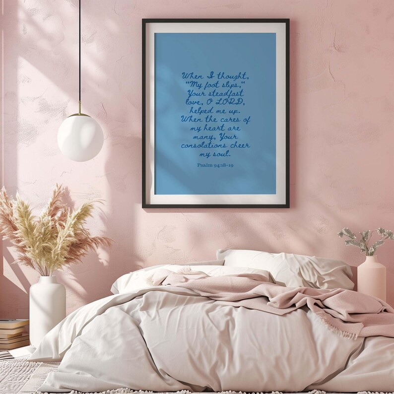 Modern Christian Art Christian Wall Art Scripture Wall Art Blue Wall ...