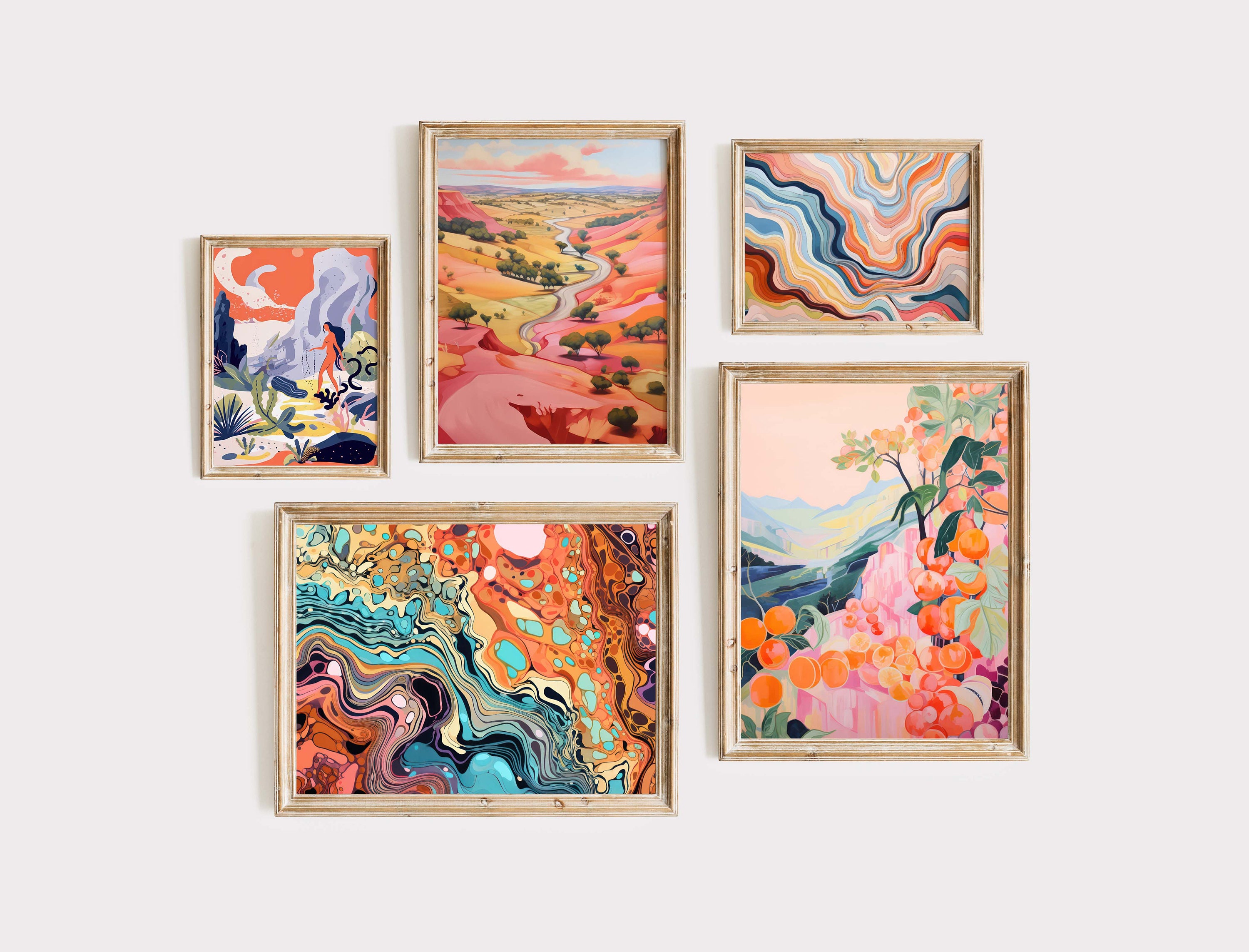 Set of 8 Colorful Wall Art Eclectic Wall Art Eclectic Home Decor ...