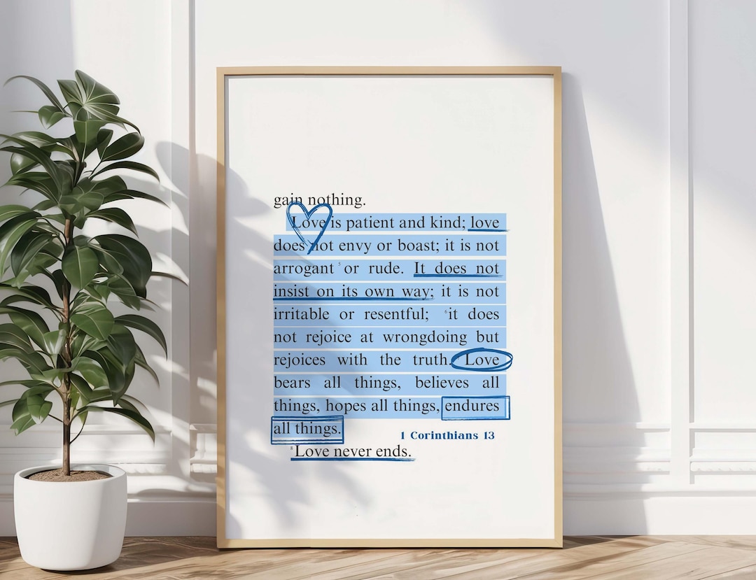 Modern Christian Art Christian Wall Art Scripture Wall Art Blue Wall ...