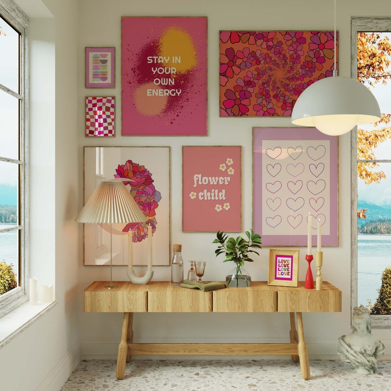 Set of 15 Colorful Wall Art Maximalist Wall Art Retro Wall Art Eclectic Wall Art Preppy Wall Art ...