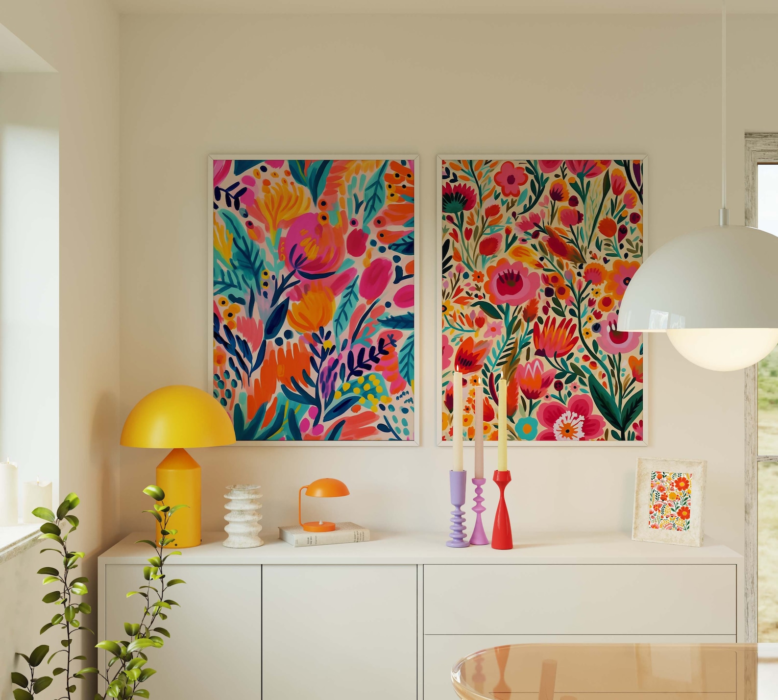 Colorful Floral Wall Art Set: Eclectic Maximalist Prints (digital ...