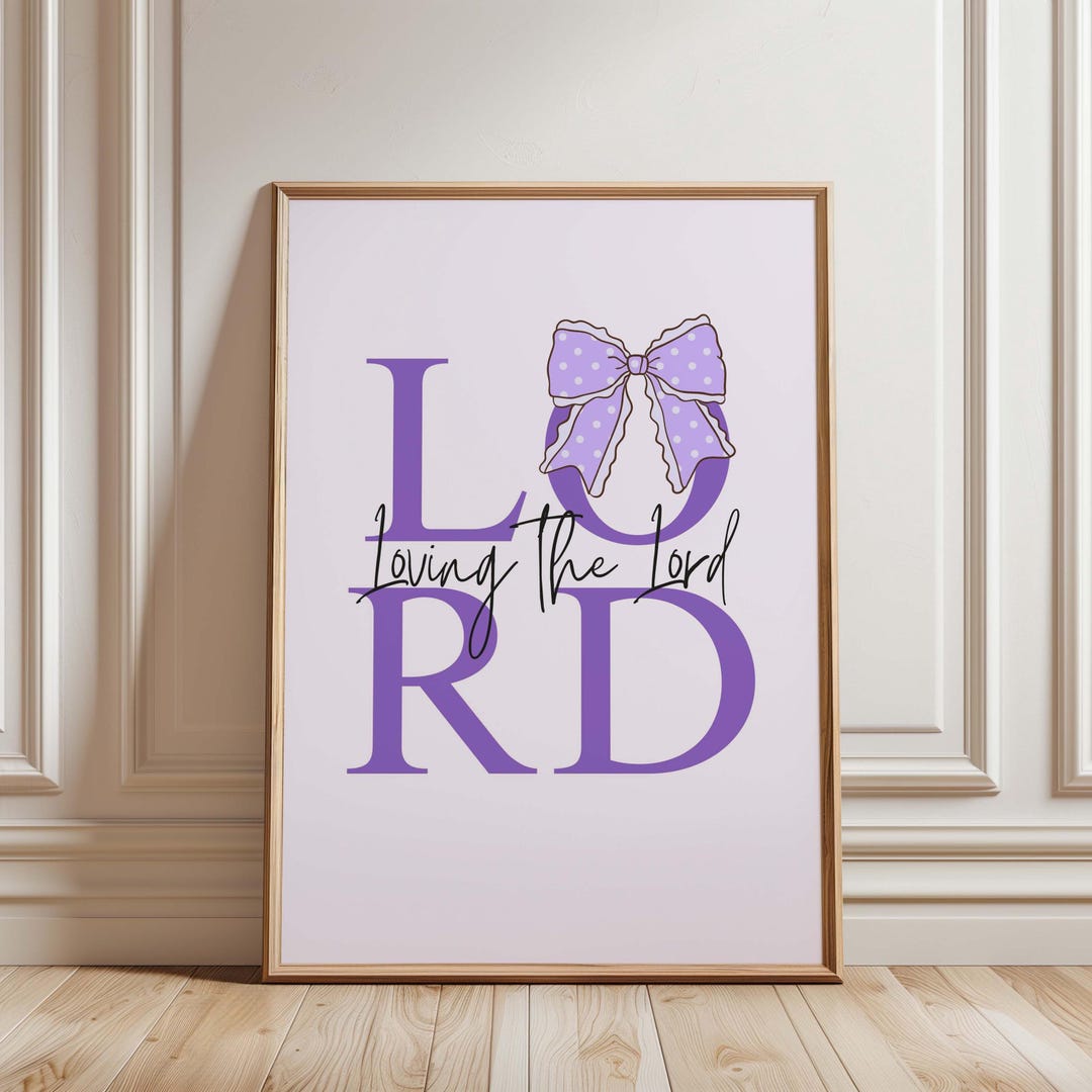 Purple Christian Wall Art, Polka Dot Bow, Christian Art, Christian ...