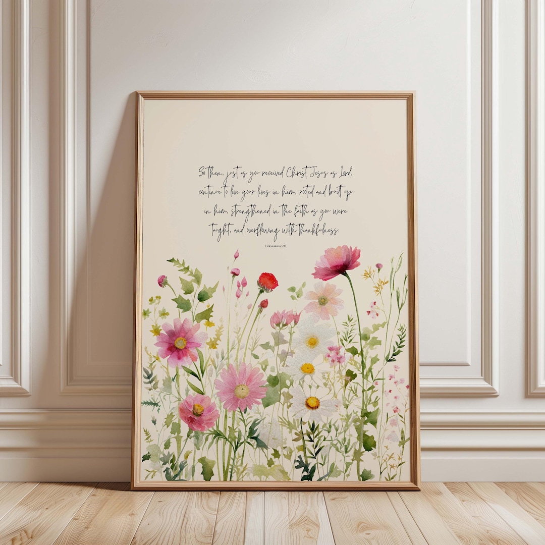 Floral Christian Scripture Art Print: Pink Flowers (digital Download ...