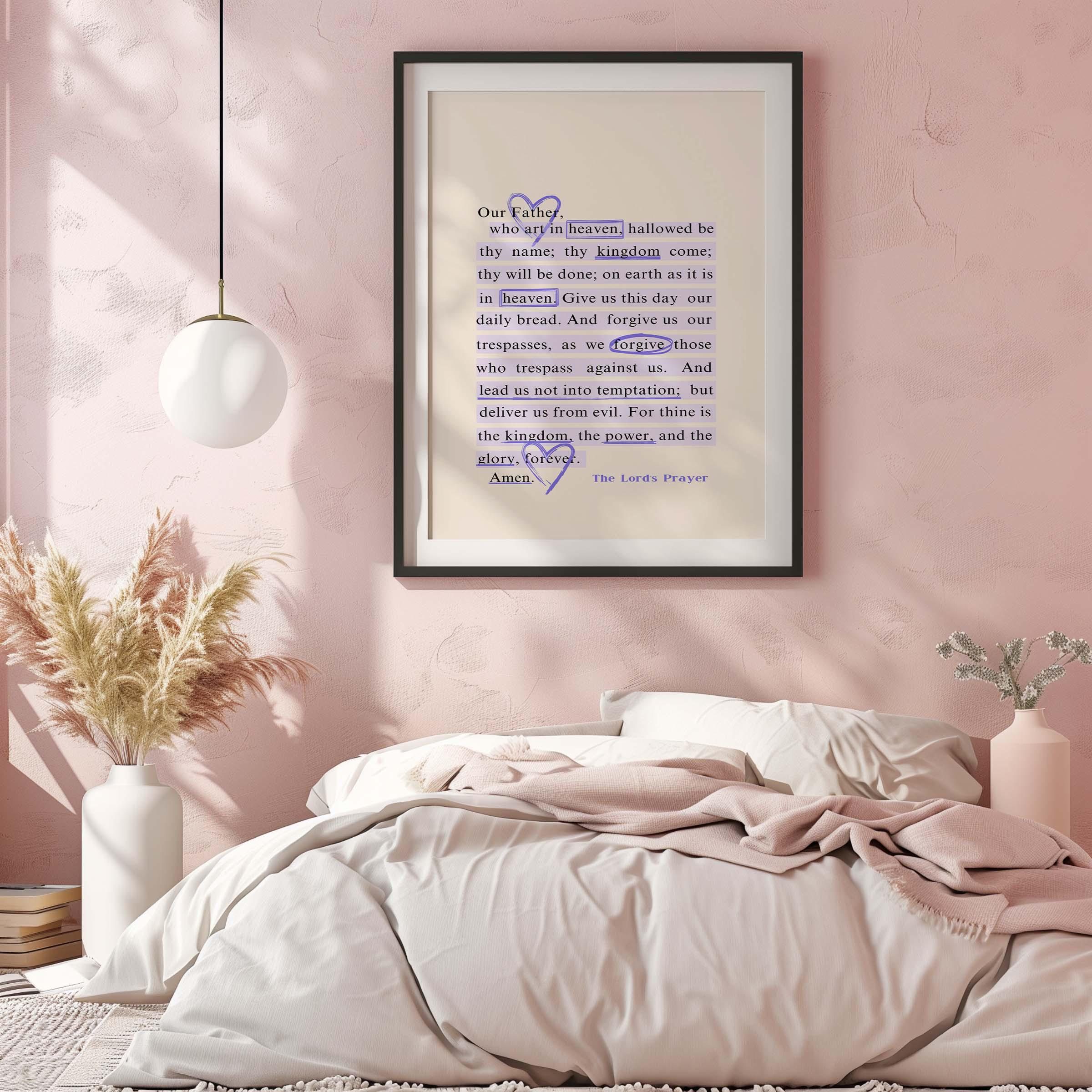 The Lord's Prayer Purple Wall Art: Christian Scripture Print (digital ...