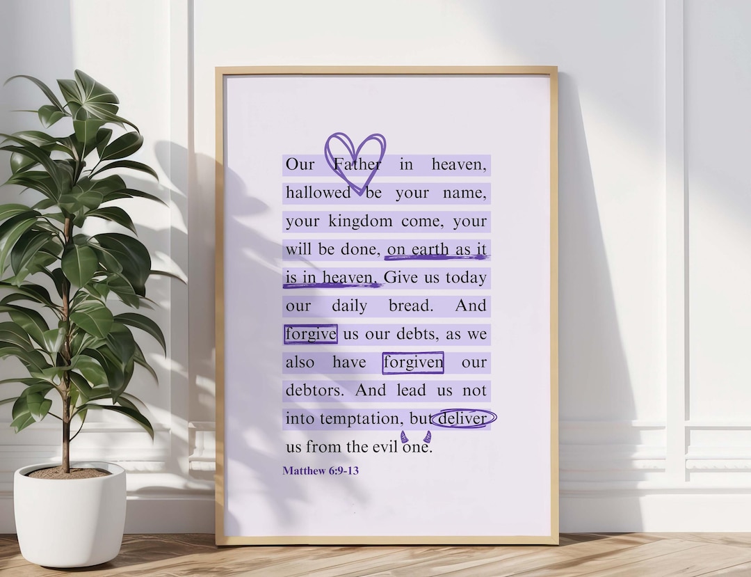 Modern Christian Art, Purple Wall Art, Christian Wall Art, Bible Verse ...