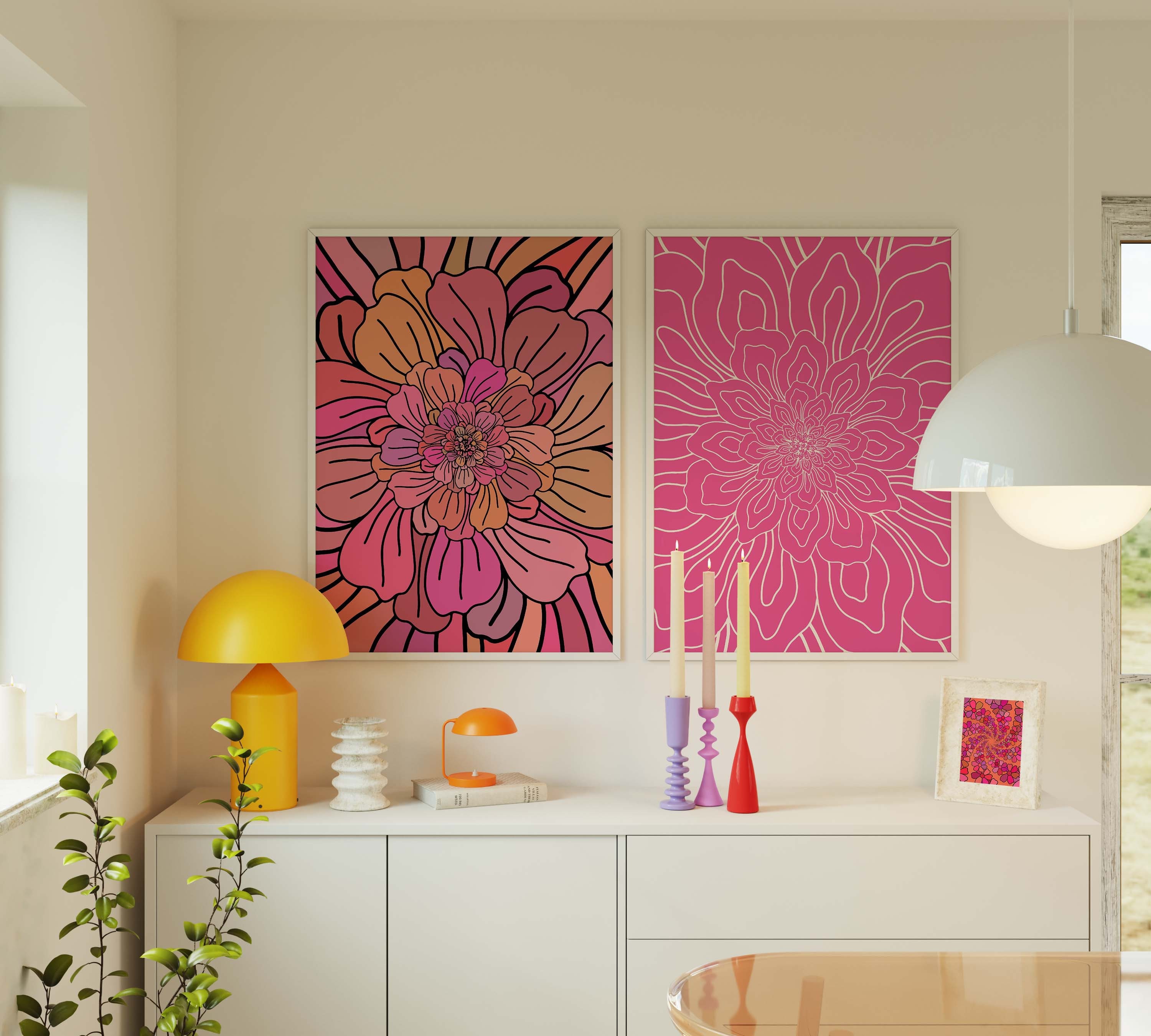 Set of 15 Colorful Wall Art Maximalist Wall Art Retro Wall Art Eclectic ...