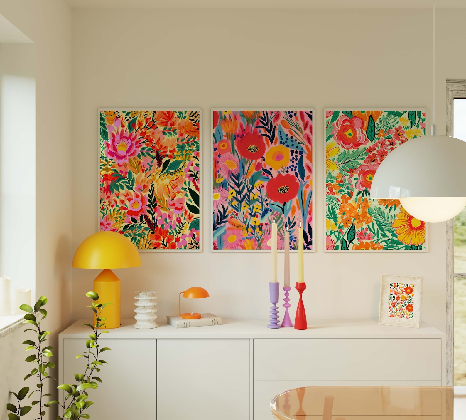 Colorful Floral Wall Art Set: Eclectic Maximalist Prints (digital ...