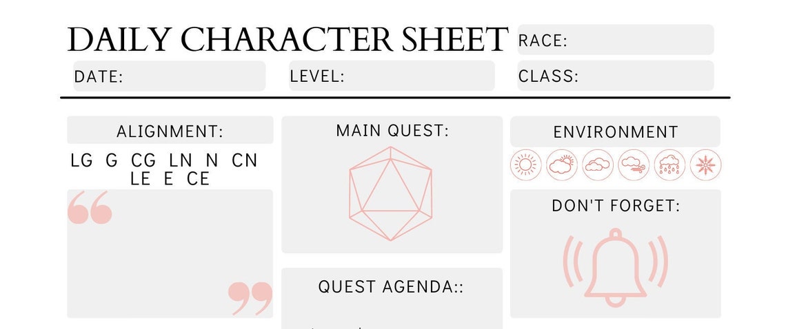 Dnd Daily Planner, Digital Download, Printable - Etsy