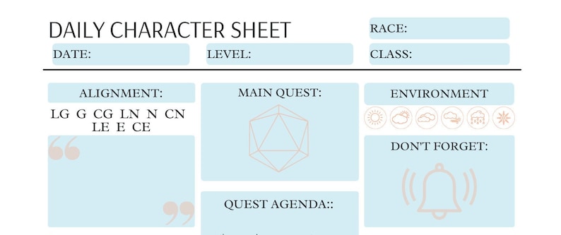 Dnd Daily Planner, Digital Download, Printable - Etsy