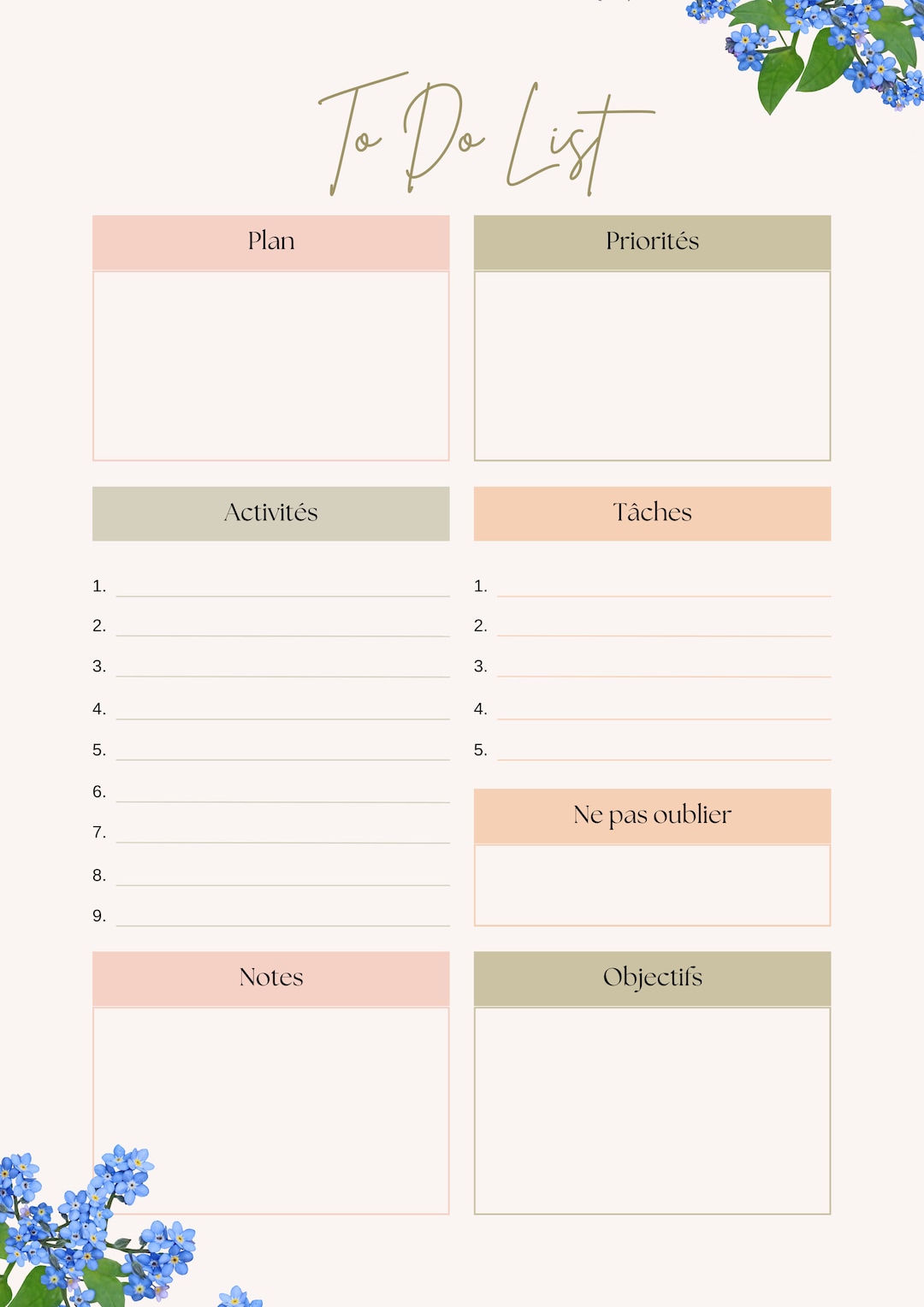 Printable Floral To-do List, to Do List - Etsy