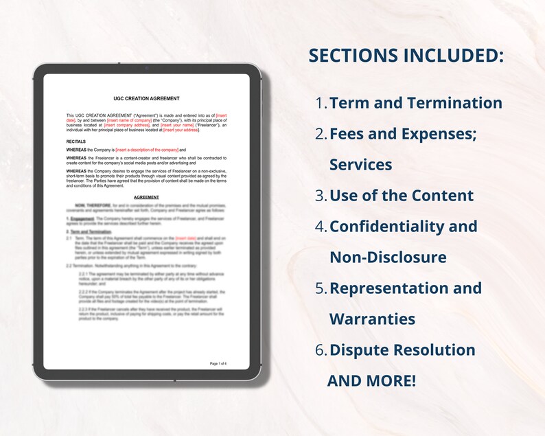 UGC Contract Template Fully Editable UGC Agreement Template Etsy 