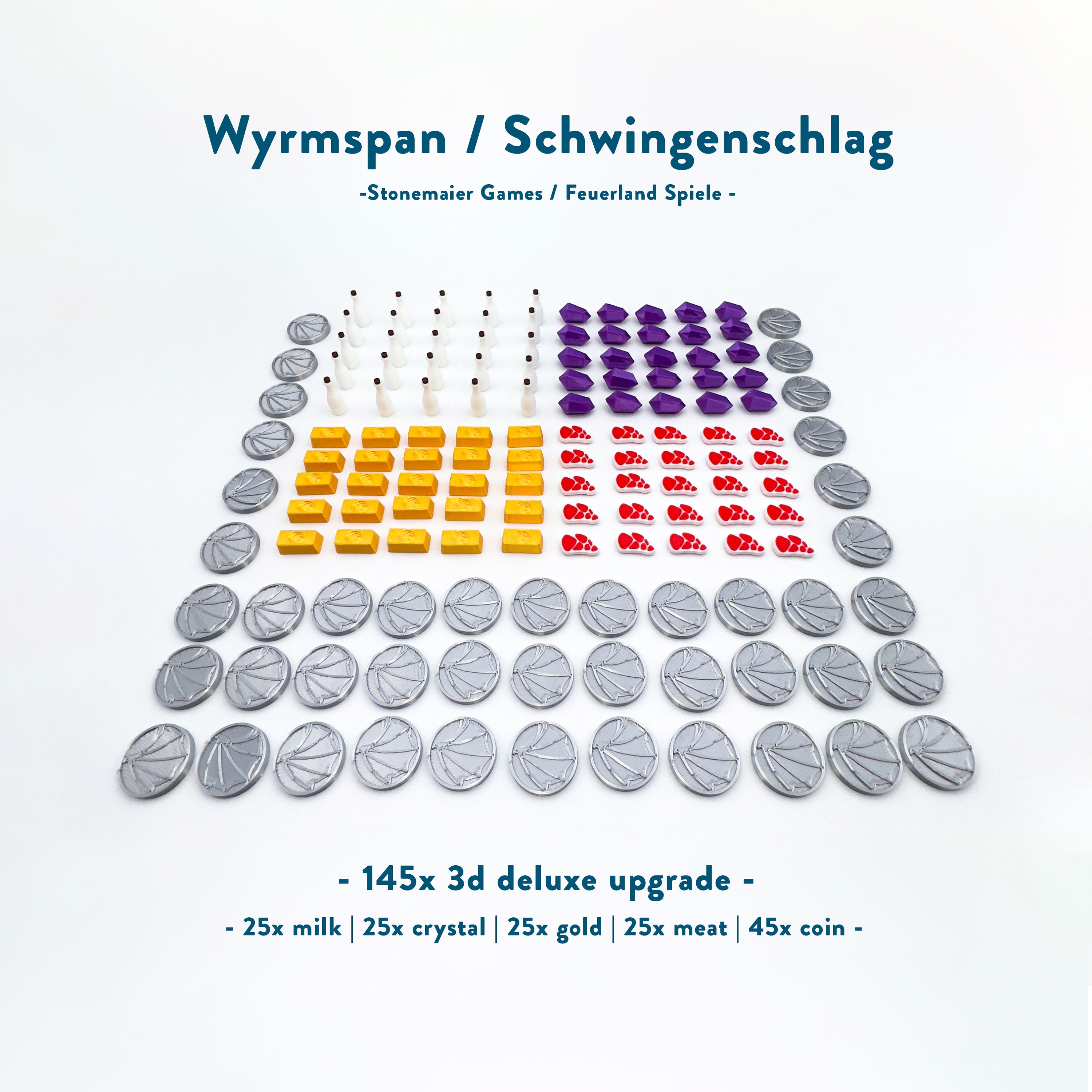 Wyrmspan / Wingstrike – 3D Deluxe Resources + Coins Upgrade Set (145 ...