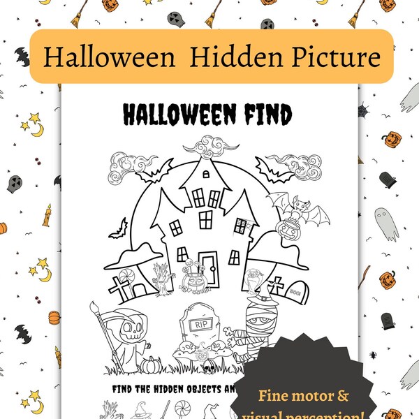 Halloween Hidden Picture Worksheets - Etsy