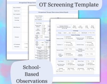 School OT Evaluation Template, School-based Occupational Therapy ...