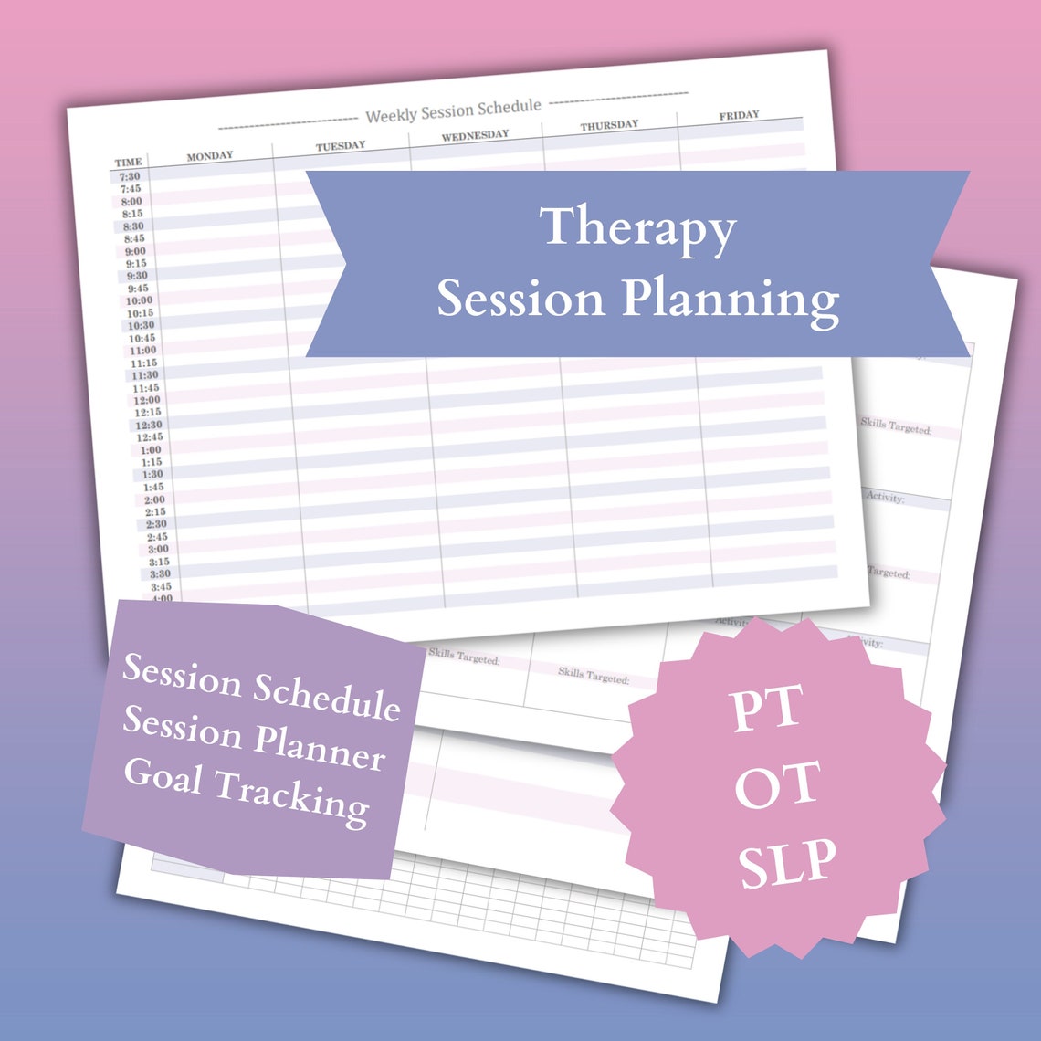 Pt/ot/speech Schedule and Goal Tracking - Etsy